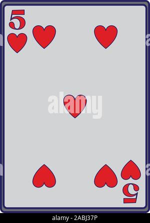 Five of hearts card flat white icons on round color backgrounds. 17 ...