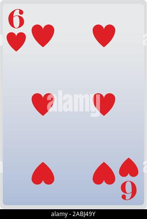 poker card. HEART OF SIX. white background to be easily separable. icon ...