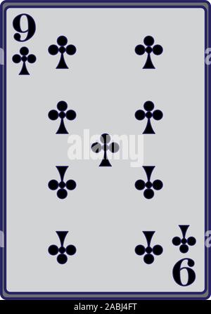 poker card. NINE CLUB BLACK. White easy to separate the background ...