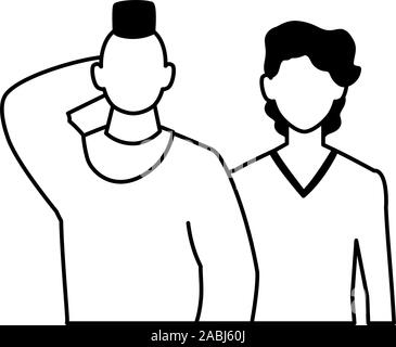 men faceless with different poses on white background vector ...