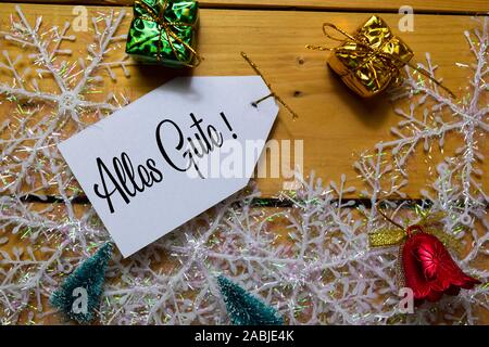 Label, Frame Of Christmas Decoration, Alles Gute Means Best Wishes ...