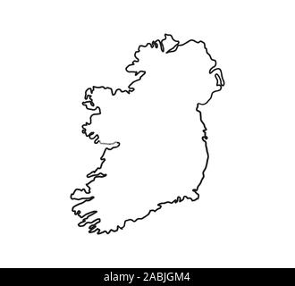 Ireland sketch outline map isolated on white background. Empty hand ...
