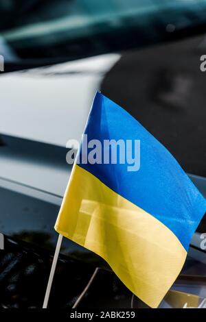 Ukrainian flag in the car near the kalashnikov assault rifle Stock ...