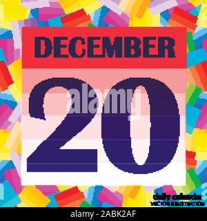December 20 icon. For planning important day with green leaves. Banner ...