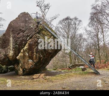 The Bowder Stone in Borrowdale, Lake District National Park, Cumbria ...