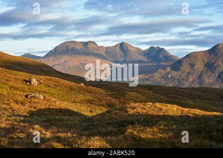 Beinn Alligin, a mountain and munro, viewed from across Upper Loch ...