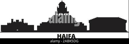 Israel, Haifa tourism landmarks, vector city travel illustration Stock ...
