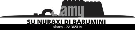 Italy, Barumini, Su Nuraxi Di Barumini flat travel skyline set. Italy ...