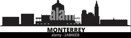 Sunset Skyline panorama of city of Monterrey, Mexico - vector ...