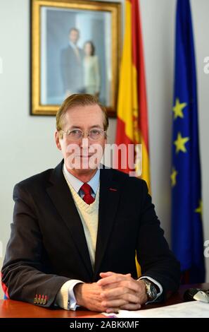 Francisco Pascual de la Parte, Consul General of Spain, in his office ...
