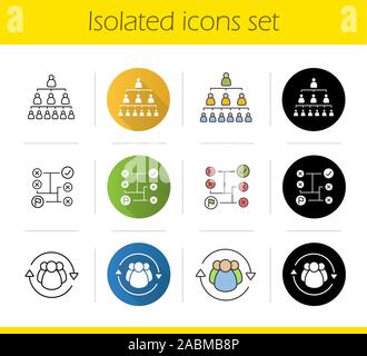 Company hierarchy flat linear long shadow icon. Leadership ...