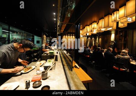 Open kitchen in the Japanese-Vietnamese restaurant "Anoki" in the ...