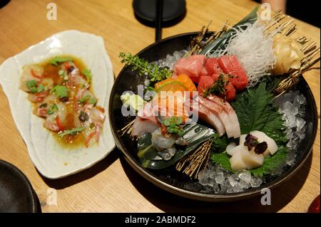 Dishes prepared in the Japanese Vietnamese restaurant "Anoki" in the ...