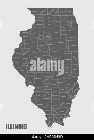 Illinois counties vector map outline with USA map colors national flag Stock Vector Image & Art ...