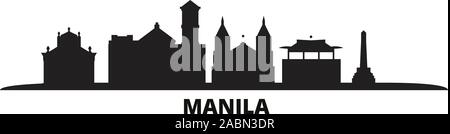 Philippines, Manila city skyline isolated vector illustration, icons ...