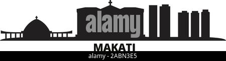 Philippines, Makati city skyline isolated vector illustration, icons ...