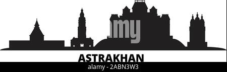 Russia, Astrakhan city skyline isolated vector illustration, icons ...