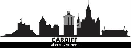 Cardiff silhouette skyline. Wales - Cardiff vector city, welsh linear ...