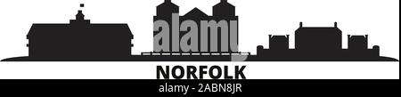United States, Norfolk city skyline isolated vector illustration, icons ...
