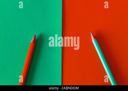 Confrontation concept image. Two pencils on different background Stock ...