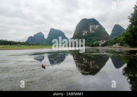 Landscape of the Li river as it passes through Guilin, Portrait from ...