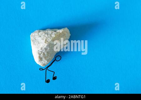 Drawing of a man carrying heavy stone Stock Photo - Alamy