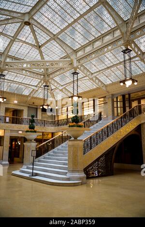 The light court, redesigned by Frank Lloyd Wright in 1905, serves as a ...
