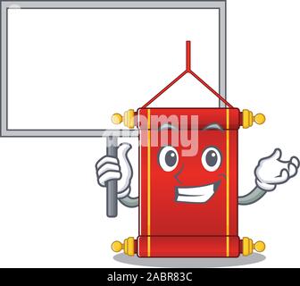 Smiling chinese scrolls cartoon character style wearing Diving glasses ...