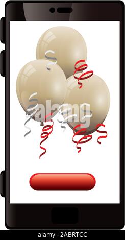 smartphone device with balloons helium Stock Vector Image & Art - Alamy