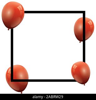 set of balloons helium red with square frame Stock Vector Image & Art ...