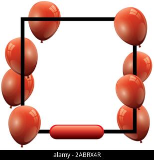 set of balloons helium red with square frame Stock Vector Image & Art ...