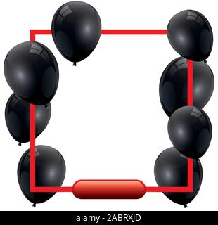 set of balloons helium black with square frame Stock Vector Image & Art ...