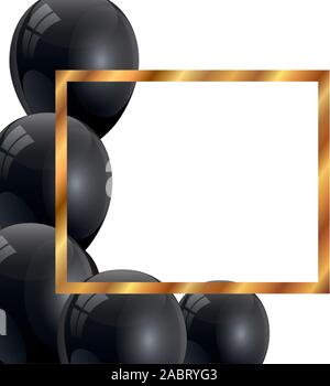 set of balloons helium black with square frame Stock Vector Image & Art ...