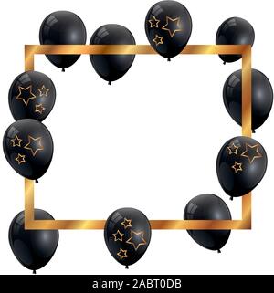 set of balloons helium black with square frame Stock Vector Image & Art ...
