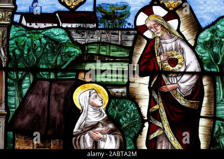 St Peter church. Adela the Holy or Adela of Messines. Stained glass ...