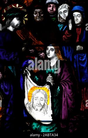 Veil of Veronica stained glass window in Basilica of Saint Sylvester ...