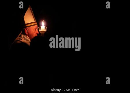 Pope Francis arrives to preside over a Vespers celebration in St. Peter ...
