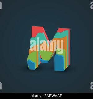 3D colorful layered character from a fontset, vector Stock Vector Image ...