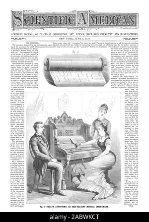 Gally s Autophone, self-playing musical instrument, 1879 Stock Photo ...