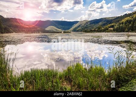 View Lake Fimon near Vicenza, Italy, March 18, 2022. Lake of Fimon is ...