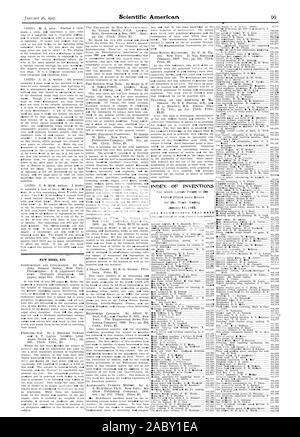 INDEX OF INVENTIONS, scientific american, 1907-01-19 Stock Photo - Alamy