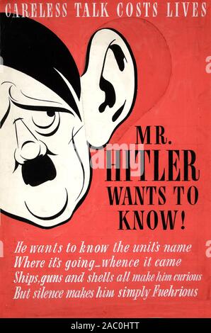 British, WW2, Careless talk poster, Be careful what you say, You never ...
