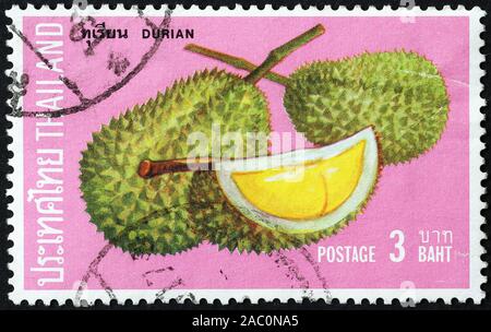 Durian fruit on postage stamp of Malaysia Stock Photo - Alamy