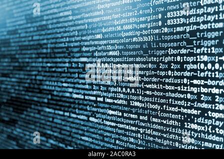 Compressed CSS programming code on screen in blue tones Stock Photo - Alamy