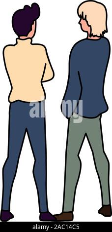 men of back position on white background vector illustration design ...