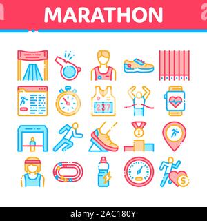 Marathon Collection Elements Icons Set Vector Stock Vector Image & Art ...