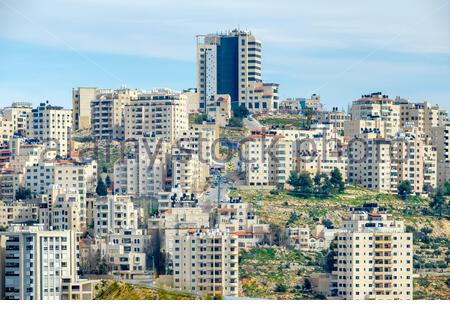 Palestine, West Bank, Ramallah and al-Bireh, Ramallah. Main building of ...