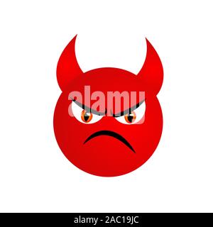 Angry emoticonal. Devil red evil icon with fire. Vector illustration ...