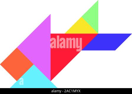 Tangram in fish shape in concept of black and white Yin Yang Stock ...