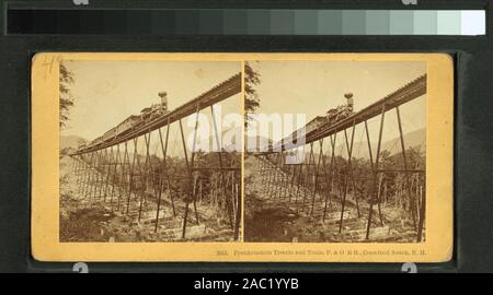 Frankenstein Trestle and Train, P. & O.R.R., Crawford Notch, by Kilburn ...